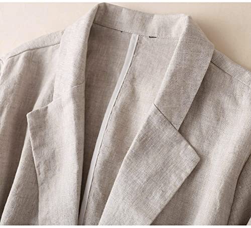 Linen Blazer Women Linen Jackets Casual Spring Summer Blazers Lightweight Clothes (Beige Blazer, M)