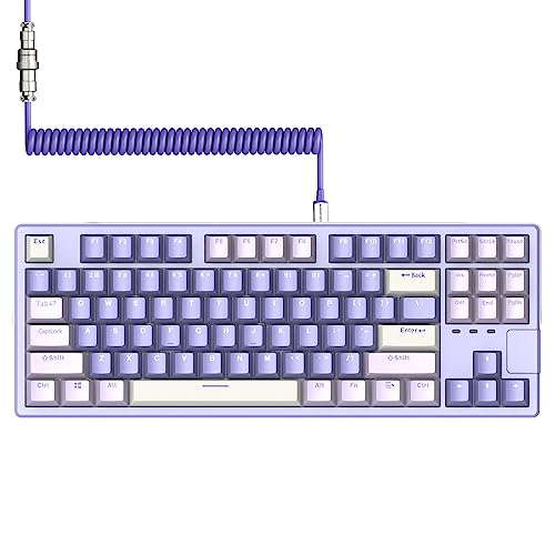 MAGIC-REFINER X87 Gaming Keyboard,RGB Lighting Effect,5 Key TTC Shaft Seat Hot-Swappable,PBT Three-Color Keycap,Ergonomic Mechanical Keyboard with Custom Coiled USB/Type-C Aviation Cable