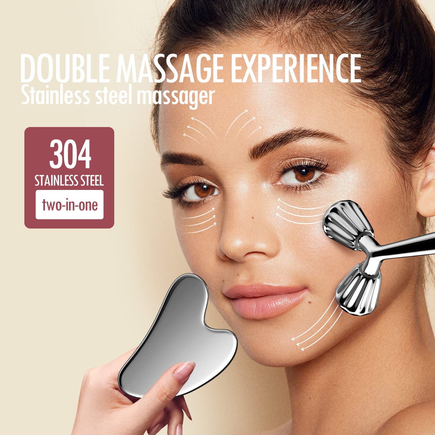 Face Massager Roller Metal Face Roller 3D Facial Roller and Gua Sha Massage Tool Kit Cooling Beauty Skin Roller for Face, Eye, Neck, Body Skin Care Tools Gift Sets for Women