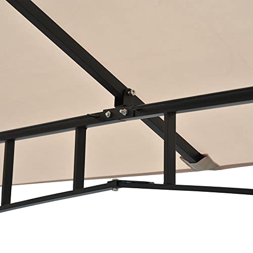 Outsunny 10' x 10' Outdoor Patio Gazebo Canopy Tent with Mesh Sidewalls, 2-Tier Canopy for Backyard, Beige