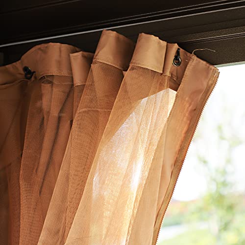 Outsunny 10' x 13' Hardtop Gazebo Canopy with Galvanized Steel Roof, Aluminum Permanent Pavilion Outdoor Gazebo with Top Hook, Netting and Curtains for Patio, Garden, Backyard, Deck