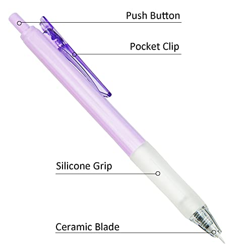 TOMZEGNA Pack 10 Retractable Ceramic Craft Hobby Knife, Precision Craft Cutting Knife with Silicon Grip That Looks Like A Pen, Small Thin Blade for Art Paper Scrapbook