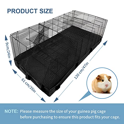 LINGSFIRE Guinea Pig Cage Liners, Reusable Guinea Pig Bedding Accessories Oxford Cloth Bottom Reusable Cage Liners for Guinea Pigs Rabbits, 47 x 24 x 3.5 inches(Black)