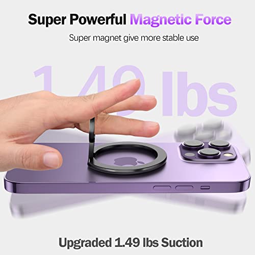 MagSafe Phone Grip, MagSafe Ring Holder Adjustable Kickstand Removable Magnetic Grip Compatible with Wireless Charging Only for iPhone 14 & 13 & 12 Series (Black)
