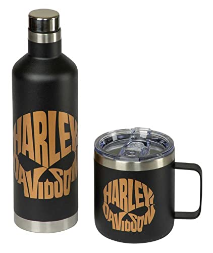 Harley-Davidson Copper Skull Travel Mug & Water Bottle Set - Stainless Steel