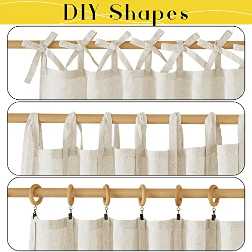 NICETOWN Thick Linen Curtains 84 inch Length 2 Panels Set, Tie Top Light Filtering Curtains Semitransparent Linen Burlap Drapes Privacy for Bedroom/Princess Room, W52 x L84, Natural