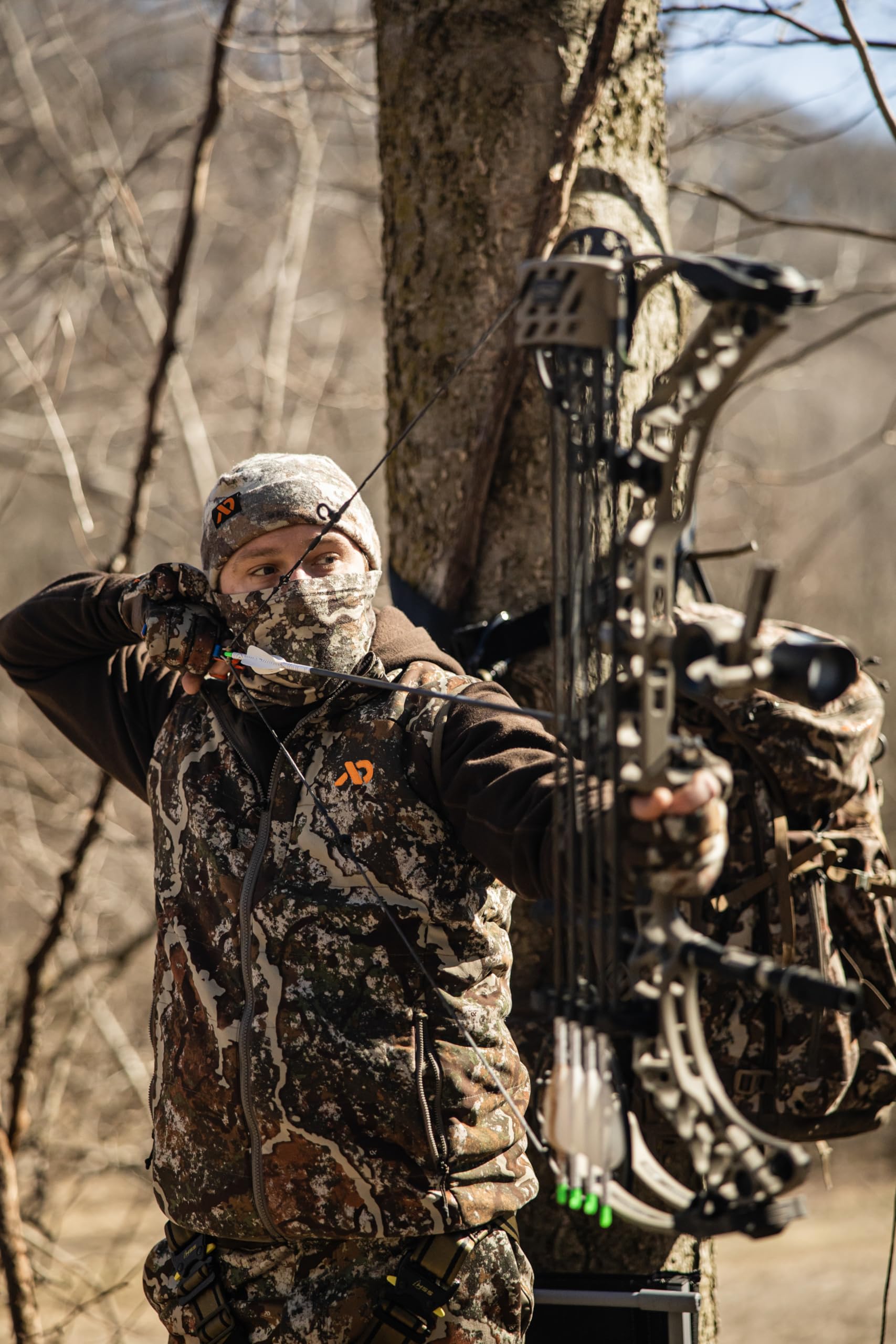 First Lite Aerowool Merino Wool Neck Gaiter - Ultralight Camo Hunting Face Mask - First Lite Specter - One Size