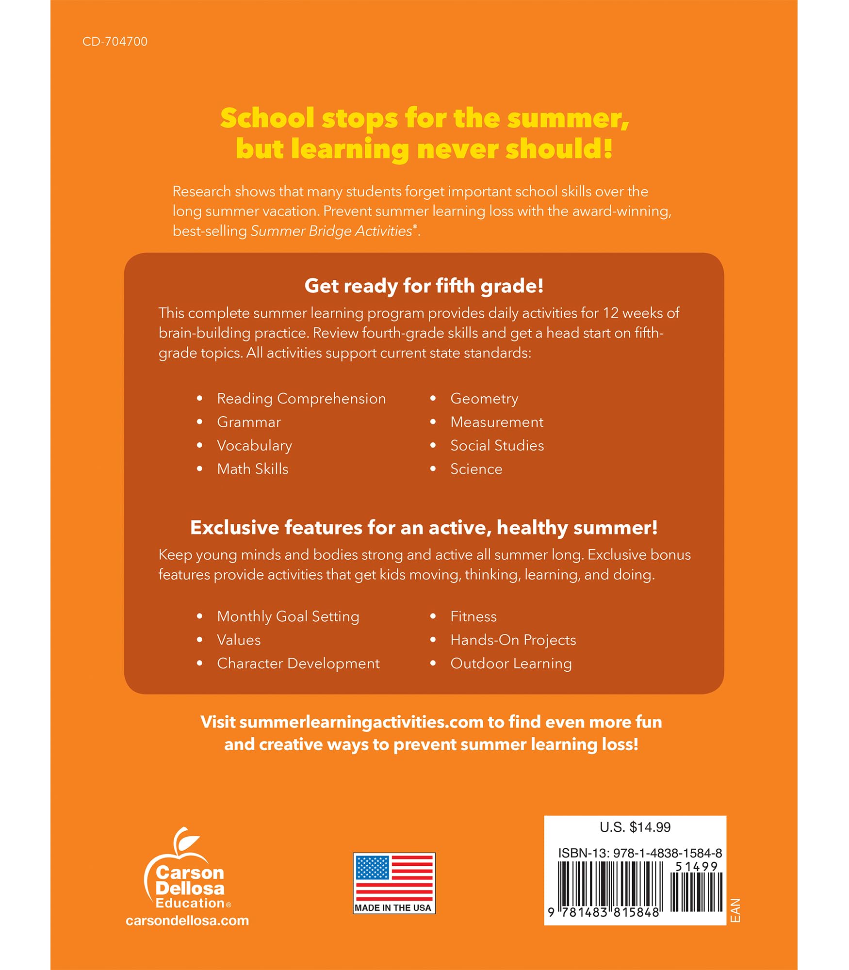 Summer Bridge Activities 4th to 5th Grade Workbook, Math, Reading Comprehension, Writing, Science, Social Studies, Fitness Summer Learning Activities, 5th Grade Workbooks All Subjects With Flash Cards