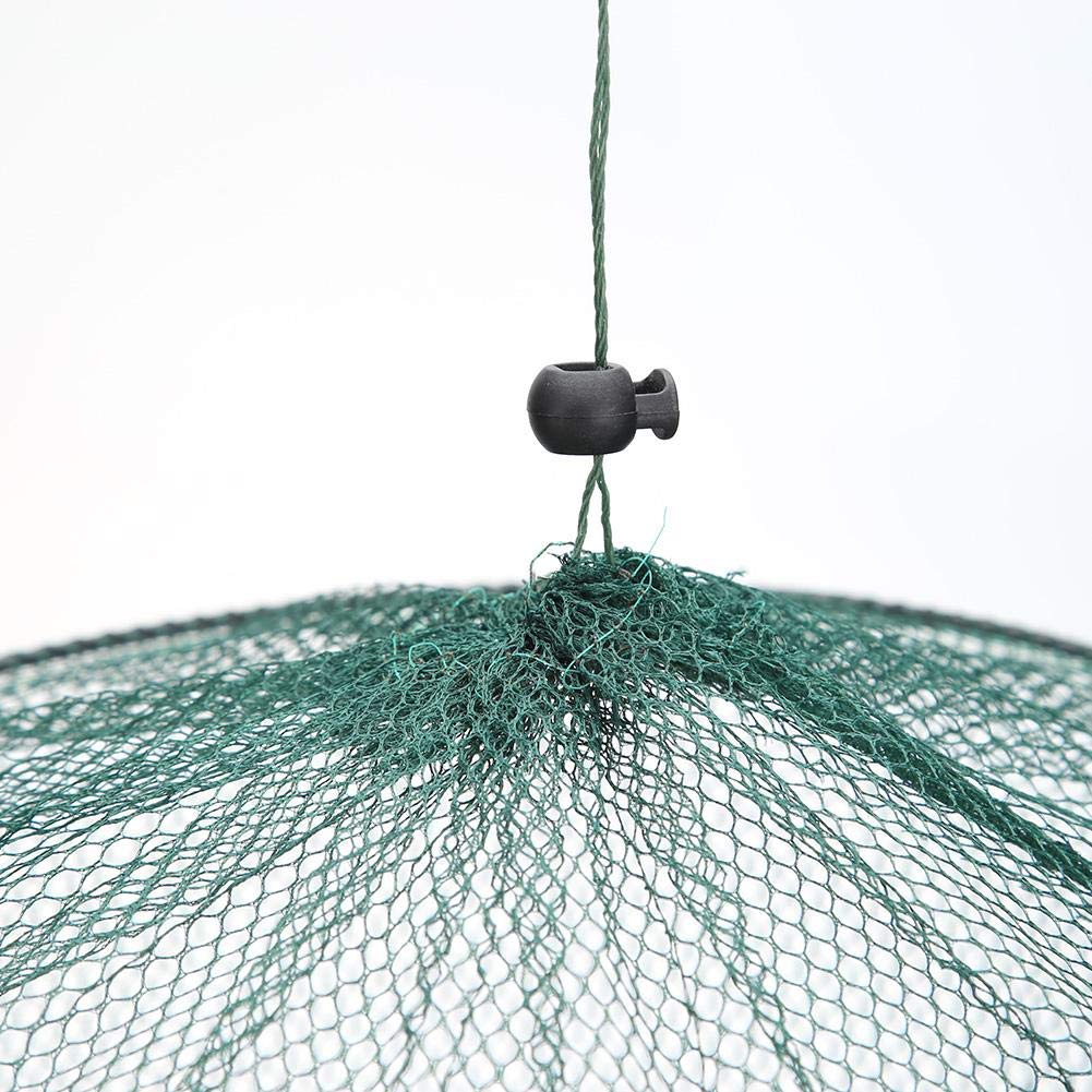 Fishing Net Folding Round Metal Frame Nylon Mesh Crab Crawdad Shrimp Bait Trap Cast Fish Net Fishing Landing Tackle Accessory Tool (Color : B)