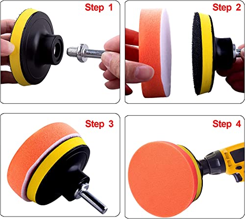 IPELY 13 Pcs Buffing Pads 6 Inch Car Polisher Attachment Buffing Wheel Polishing Bonnets for a Drill Buffer Attachment (6 Inch)