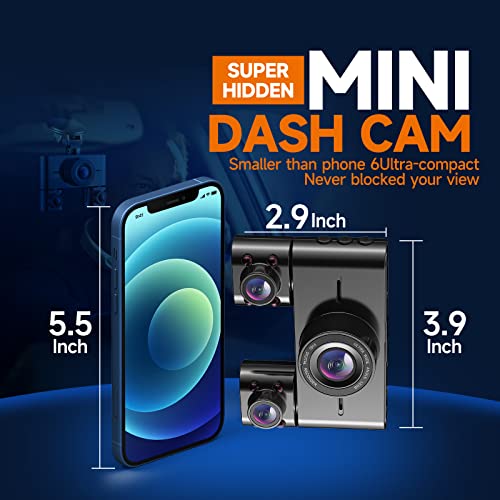 HUPEJOS V7 360° Dash Cam, 4 Channel Quad Camera FHD 1080P*4 Front, Left, Right, and Rear with WiFi, Adjustable Lens Dash Camera for Cars with Night Vision, Free 128GB Card, 24 Hours Parking Mode