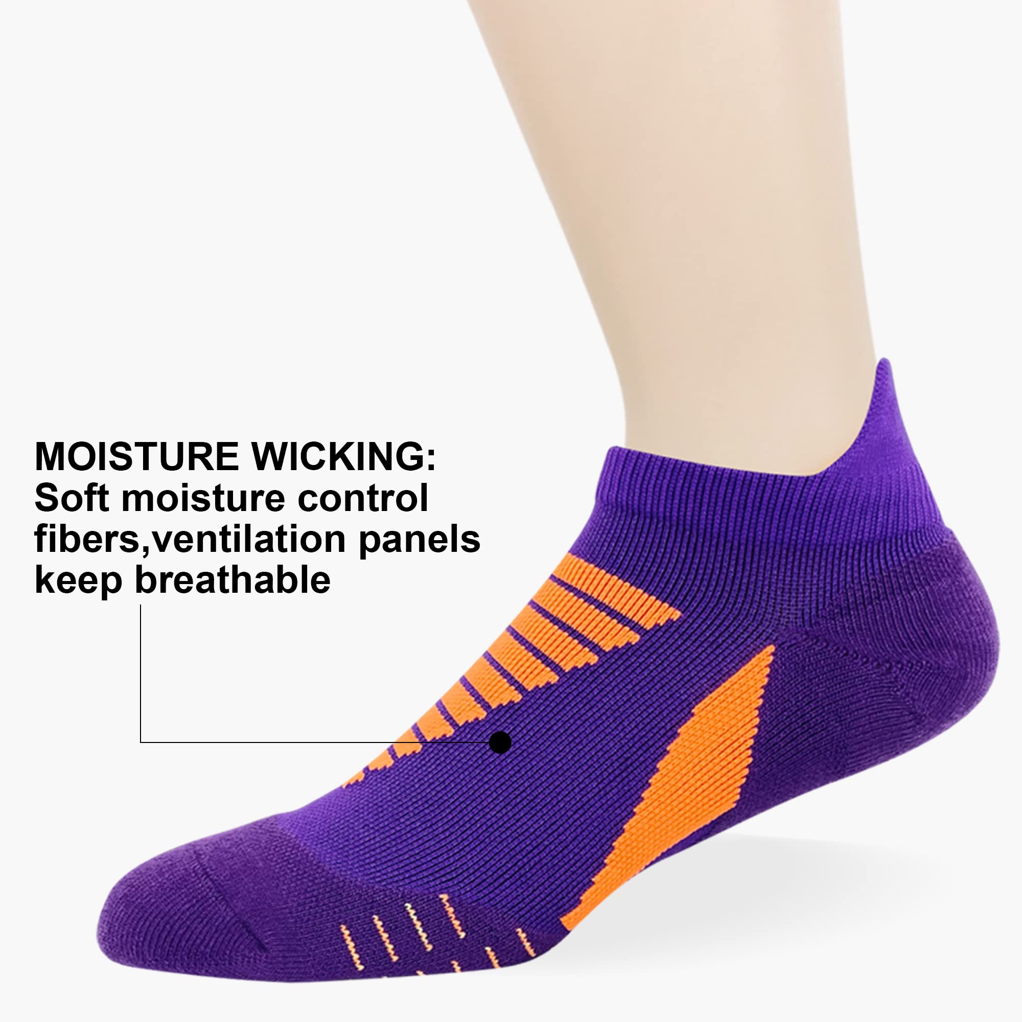 HaloYIYI Men's Low Cut Athletic Socks Durable Ankle Cushioned Breathable Sport Socks 6 Pair Pack (as1, numeric, numeric_6, numeric_11, regular, regular, 6 Purple-Y, Shoe Size 6-11)