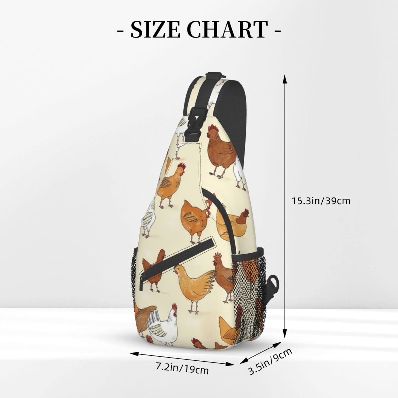 EVANEM Cross Chest Bag Chicken Pattern Printed Crossbody Sling Backpack Casual Travel Bag For Unisex