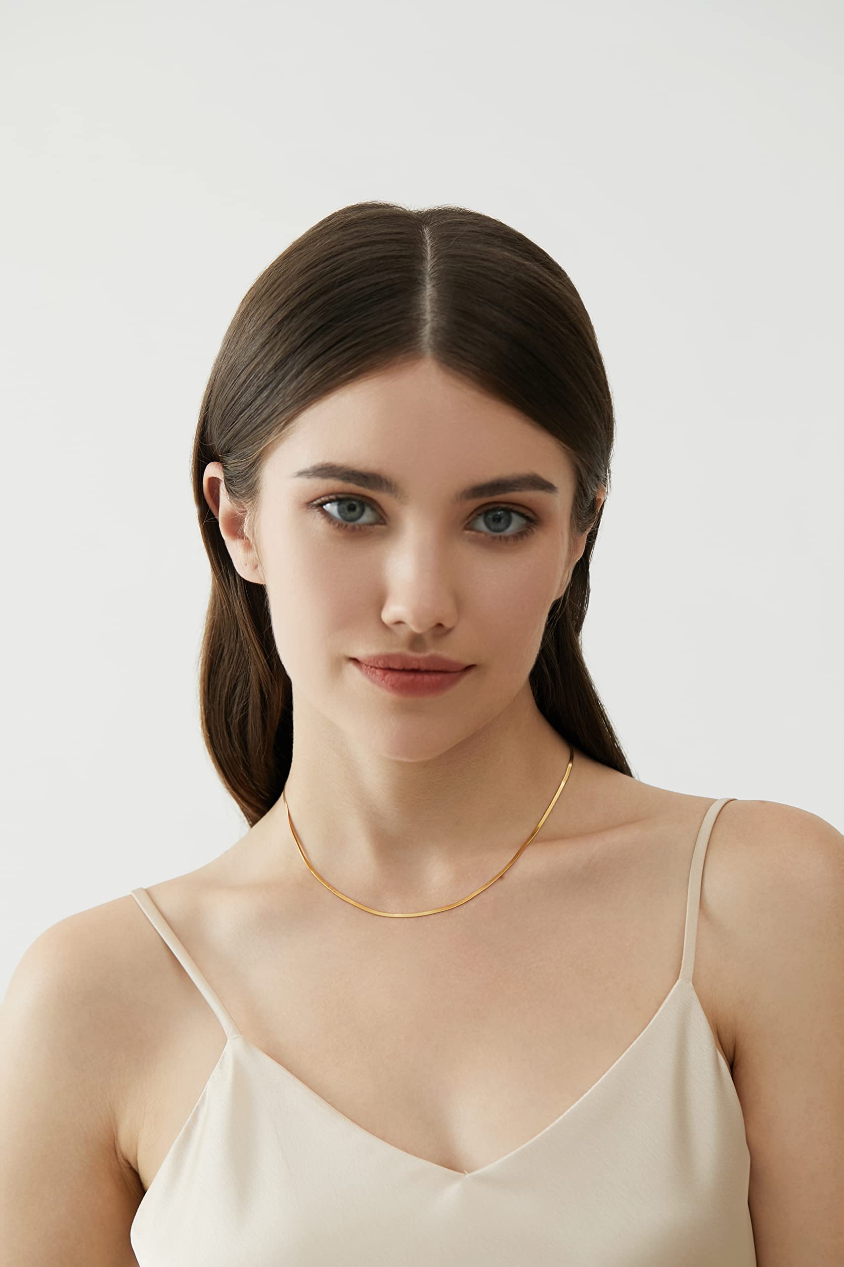Gold Herringbone Necklace for Women14k Chain Dainty Waterproof Jewelry Gift for Women