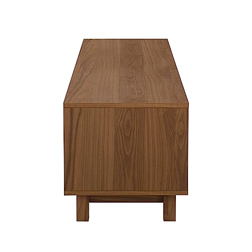 Walker Edison Walton Modern Fluted-Door Low Stand for TVs up to 65 Inches, 58 Inch, Mocha