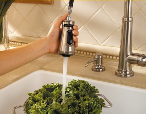 Pfister Ashfield 1-Handle Pull-Down Kitchen Faucet with Soap Dispenser, Brushed Nickel