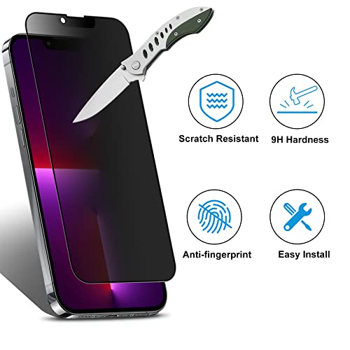 Mothca for iPhone 14/iPhone 13/13 Pro (6.1-inch) Matte Privacy Screen Protector [NOT for iPhone 14 Pro] with Alignment Sticker, Full Coverage Anti-Spy Anti-Glare Anti-Fingerprint Tempered Glass Film