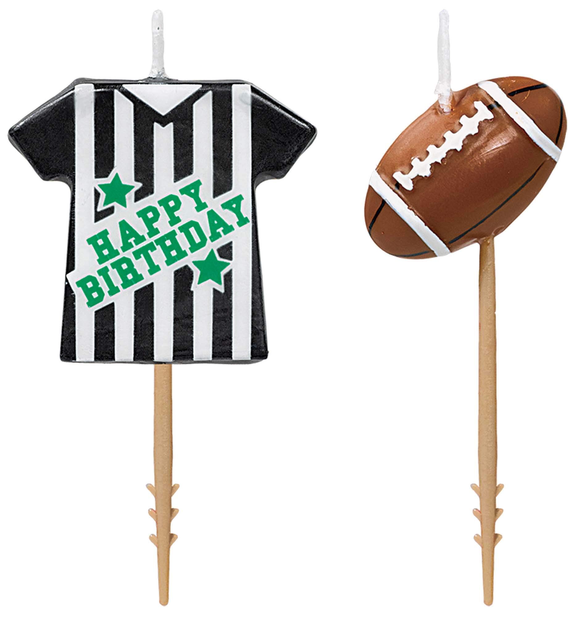 Multicolor Football Birthday Pick Candles - 3" (6 Pcs) - Vibrant Cake Decoration for Sports-Themed Birthday Celebrations