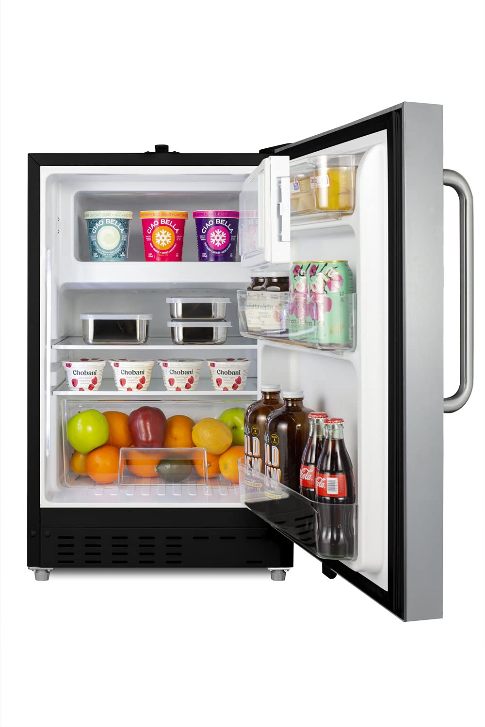 Summit Appliance ALRF49BCSS 20" Wide Built-in Refrigerator-Freezer, ADA Compliant, Adjustable Shelves, 2.68 cu.ft Capacity, Manual Defrost, Adjustable Thermostat, Stainless Steel Door