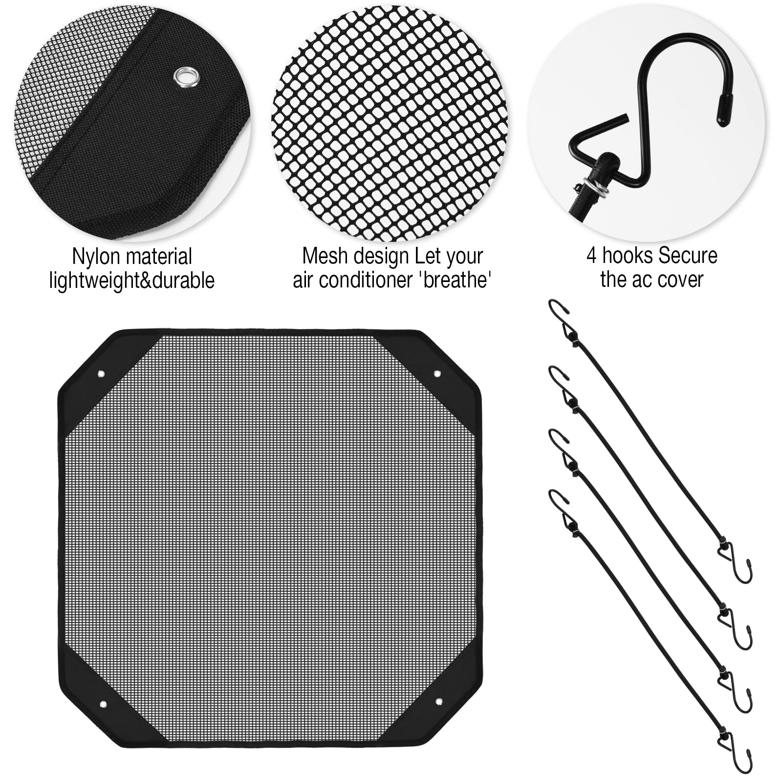 HOXHA Air Conditioner Cover for Outside Units, Durable Mesh Cover, Top Universal Outdoor Conditioner Defender, 28"×28"