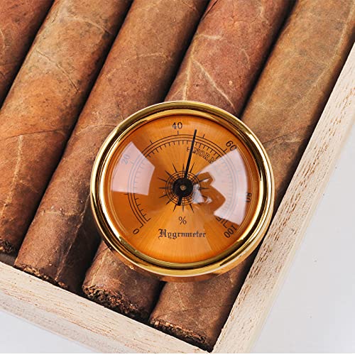 Gold Round Glass Analog Hygrometer For Humidors Gold For Guitar Violin Cabinet File Box 44x44x22mm