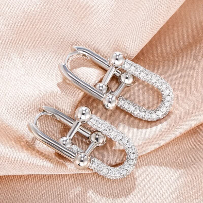 Gold Silver Plated U-Shape Earrings for Women Luxury Creative Zircon Drop Earrings Fine Jewelry Prevent