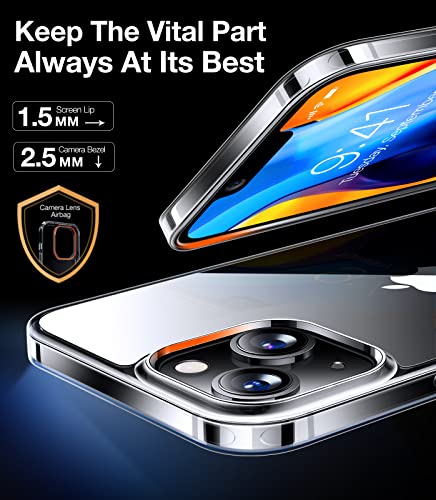 TORRAS Diamond Clear Designed for iPhone 14 Case [Never Yellowing] [Military Grade Anti-Drop] Hard PC Back Flexible Bumper Shockproof Protective Slim Phone Cover 6.1 inch, Clear