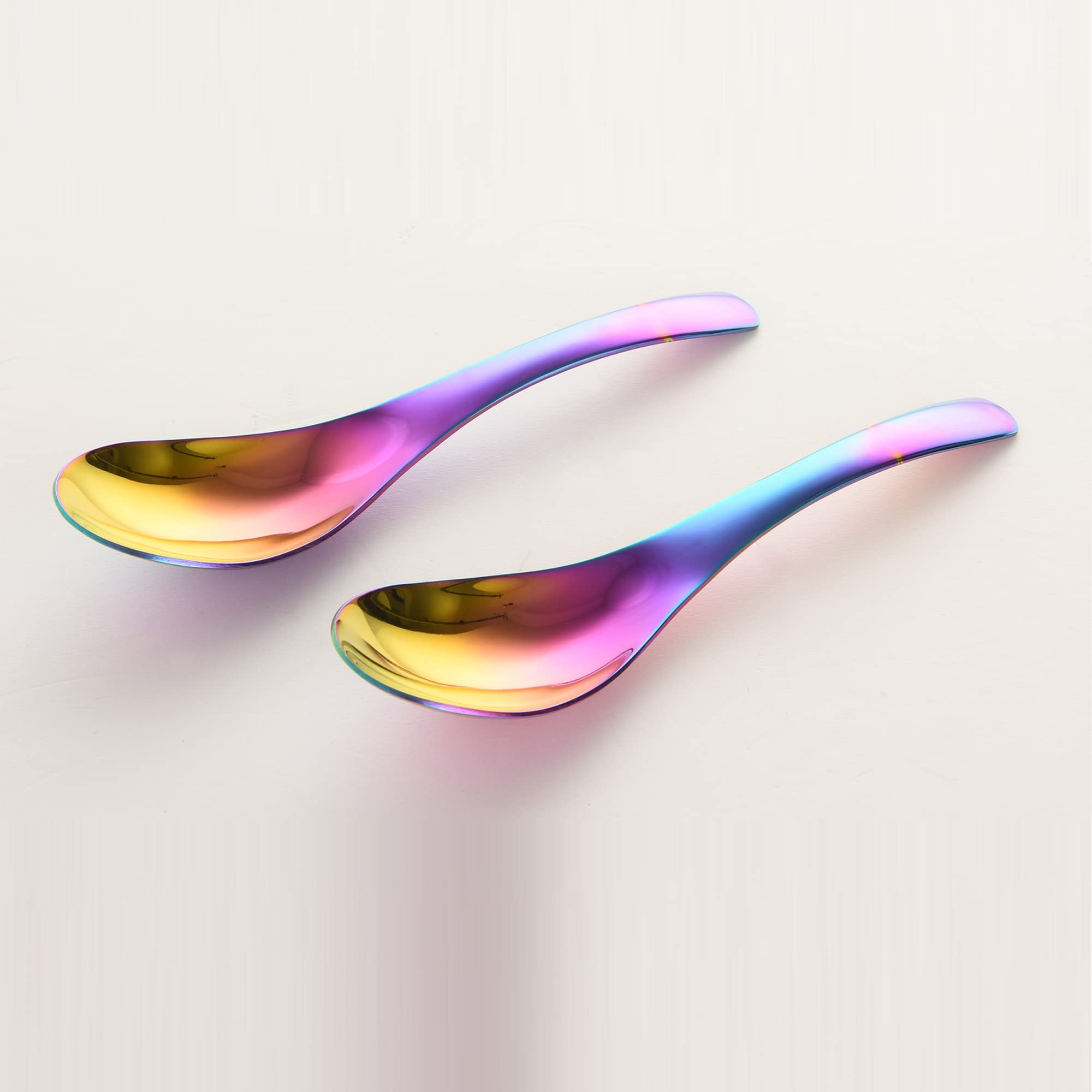 FPXRNG Rainbow Bowl Set of 4x Cereal Bowls and 4x Spoons Double Layer Stainless Steel 5.1 inch Round Bowls for Rice Ice Cream bowl Set for Kitchen