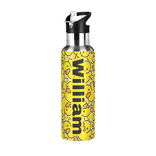 Rubber Duck Custom Insulated Water Bottle with Straw Lid Stainless Steel Personalized Vacuum Bottles with Handle for Hiking Camping 20 oz BAP-Free