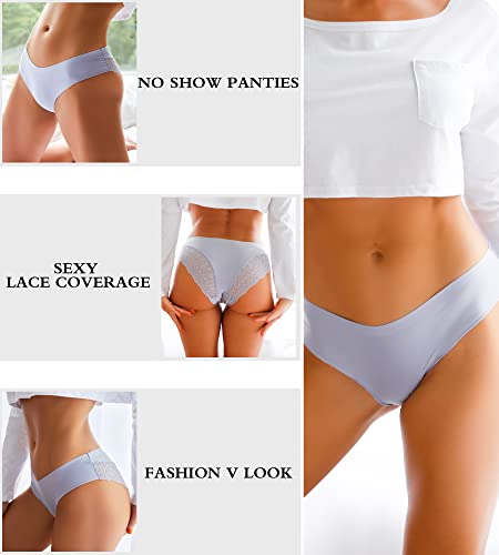 Sth Big Sexy Cheeky Underwear for Women Lace Bikini Panties Ladies No Show Hipster V-Waist Multi-Pack
