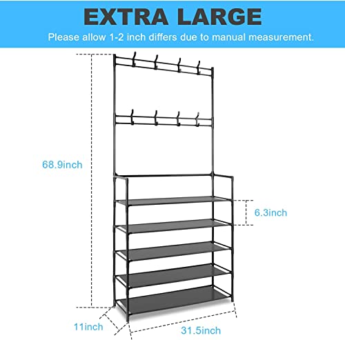 Liwarace Metal Clothing Rack,Clothes Garment Coat Rack with Bottom Shelf, Clothing Rack for Hanging Clothes, Coats, Skirts, Shirts, Sweaters, Black
