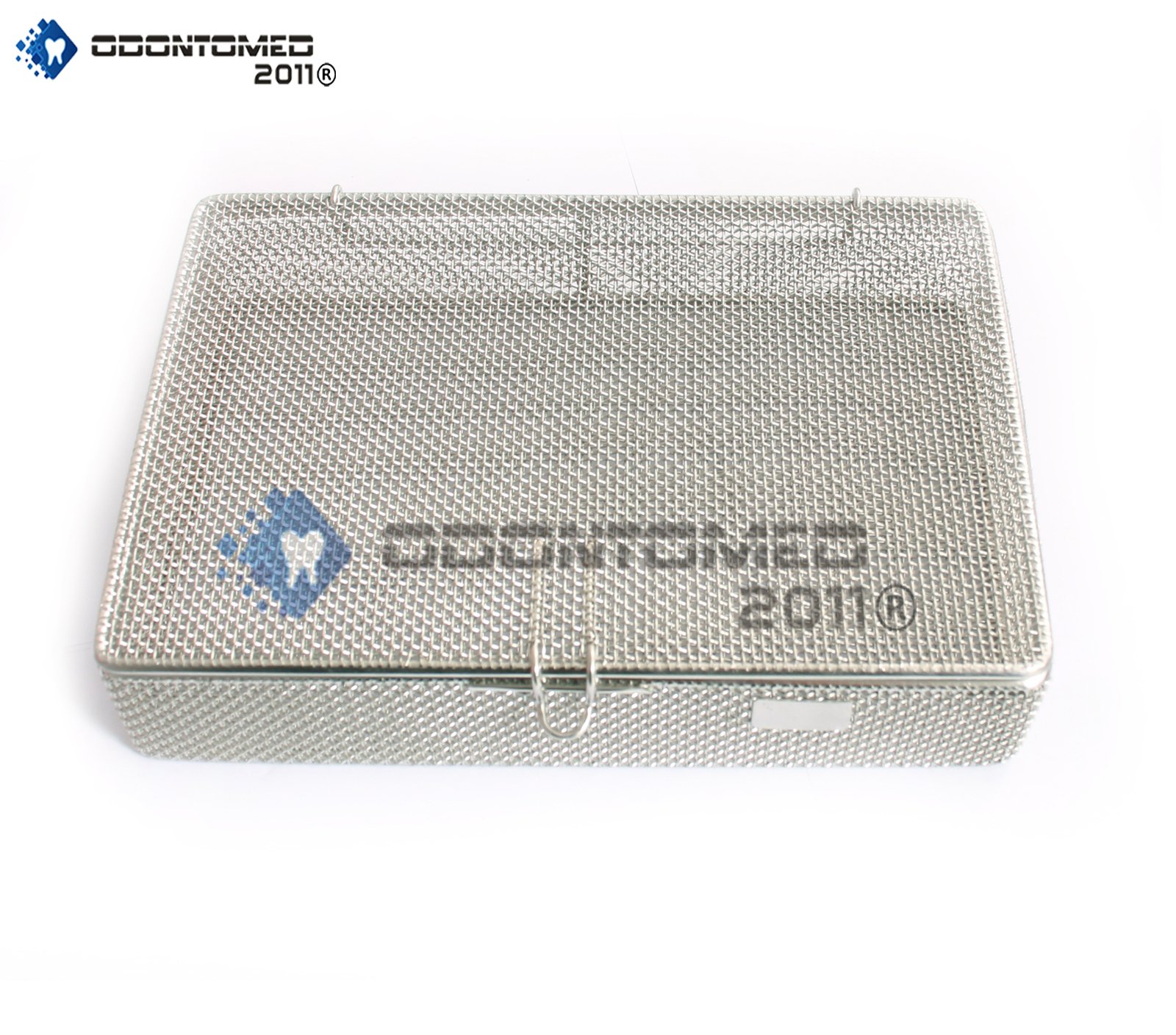OdontoMed2011 Instrument Tray and Mesh Perforated Baskets Sterilization Tray 9" X 6.25" X 1.5" with Lid Stainless Steel, OD2011-DN-313
