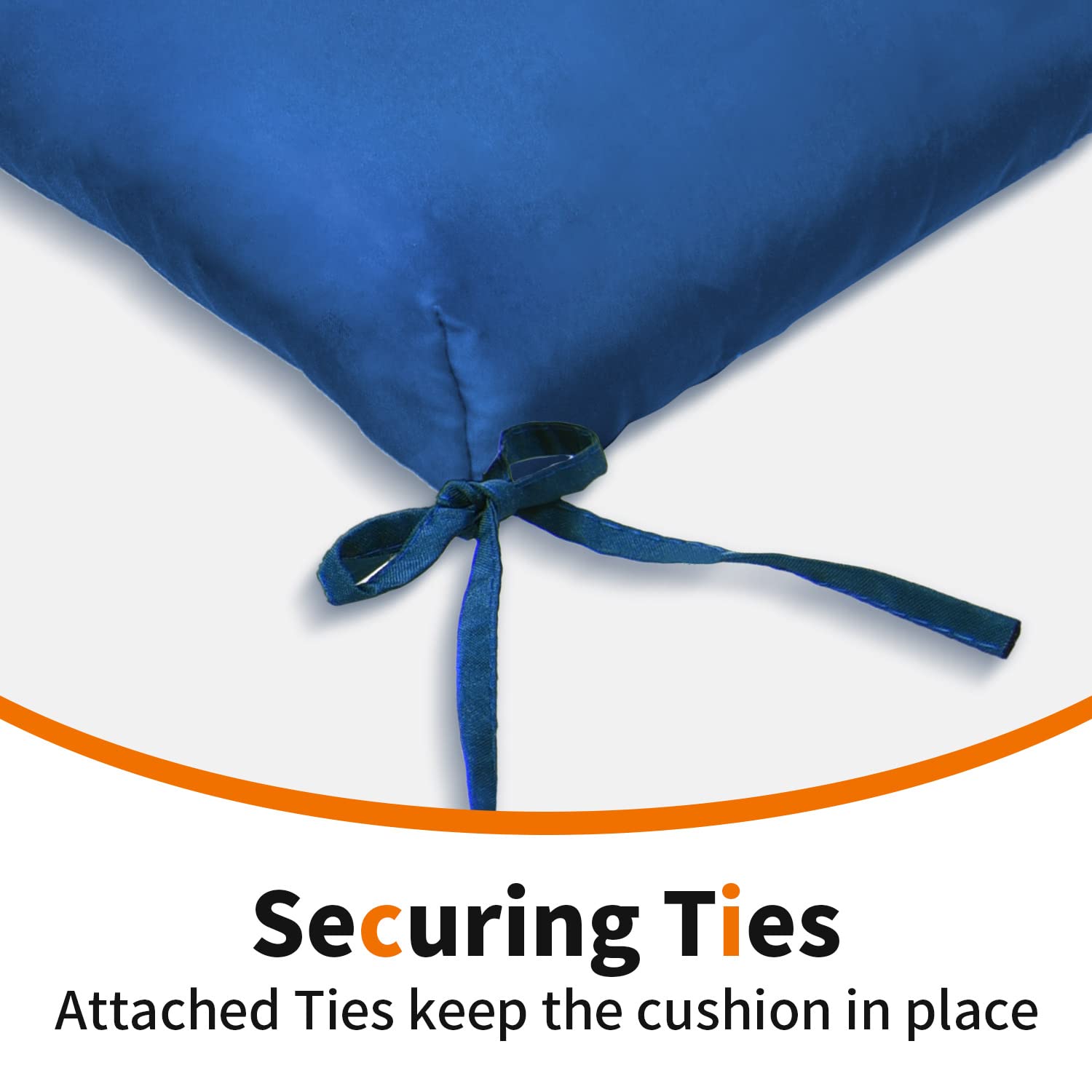 Outdoor Chair Cushion, Tufted Water-Repellent Patio Seat Cushions with Non-Slip Ties, 48”x16”x4”, Navy