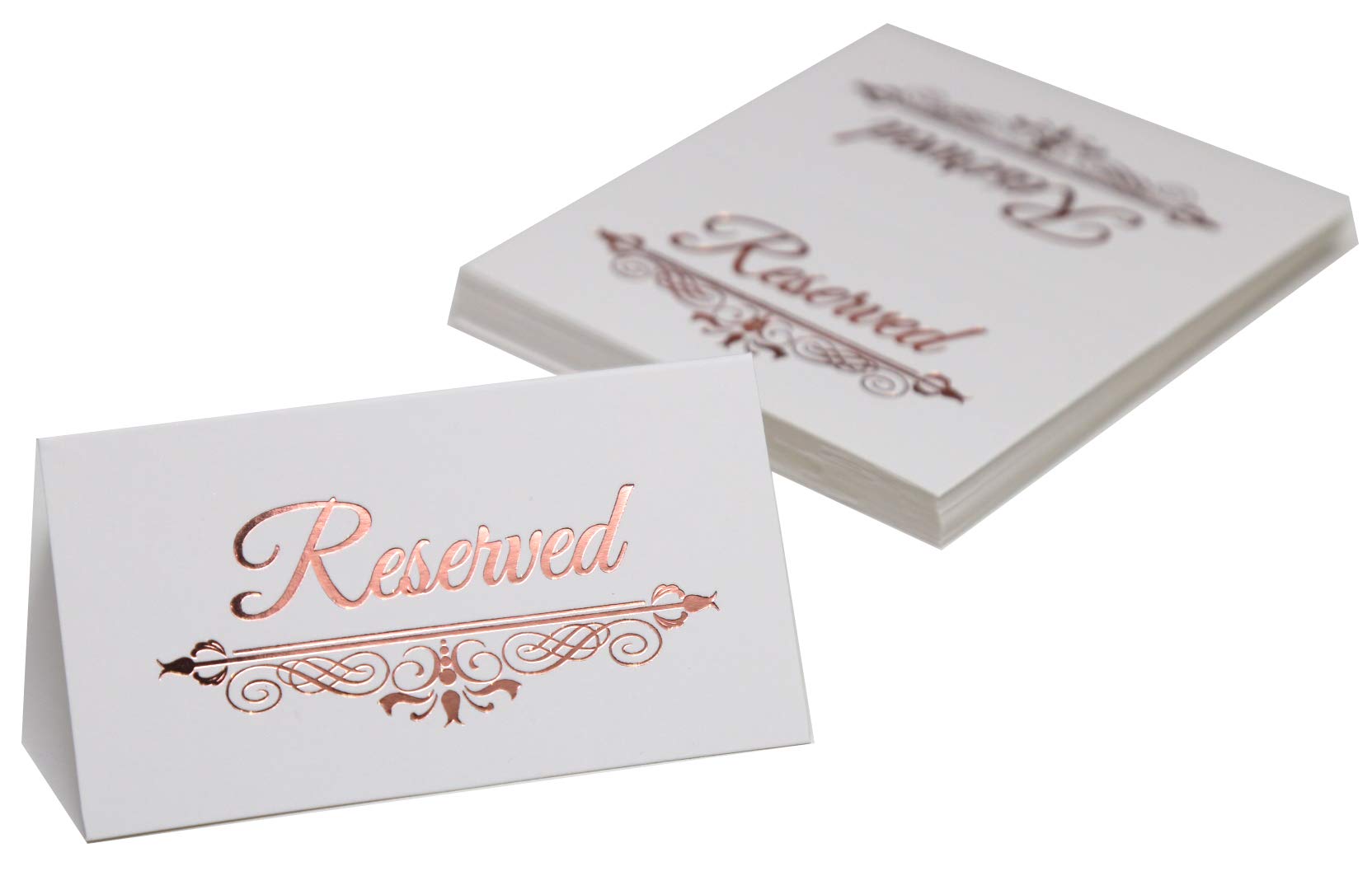 Reserved Table Signs Cards Rose Gold Foil, 20-Pack Table Tent, VIP Place Card, Double Sides Reserved Rose