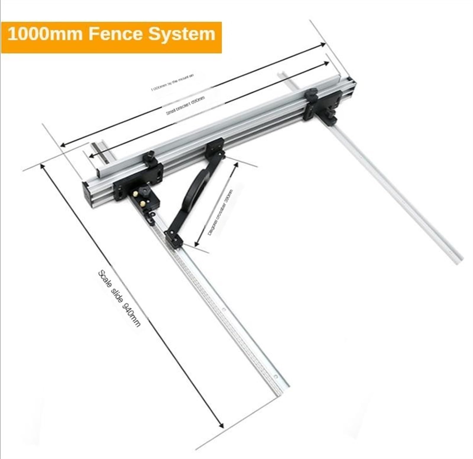 New Aluminum Alloy Table Saw Fence System,31.5/40inch Flip Modification Router Circular Saw Fence, DIY Wood Working Tools And Accessories (Size : 1000mm)