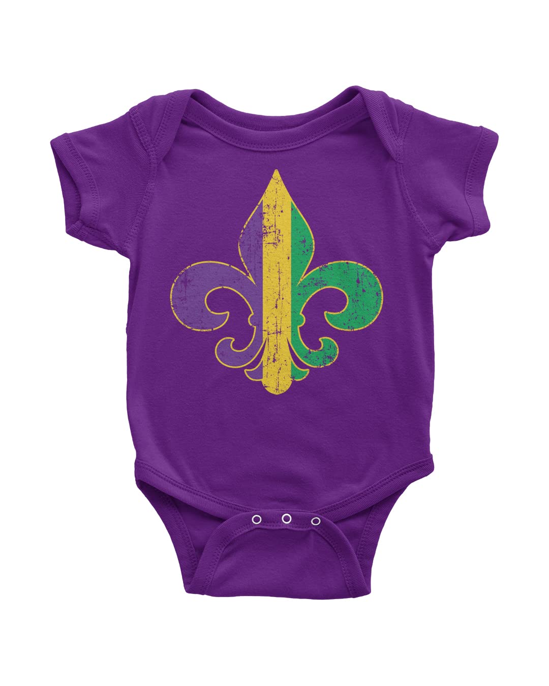 Threadrock Unisex Baby Mardi Gras Fleur De Lis Infant Bodysuit - 6 Months, Purple
