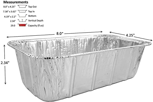 JHUS 50pans 1.5 lb (1 1/2) Disposable Foil Loaf Bread Pan Tin w/Clear Dome Lid Bread pans Baking sheet Baking supplies Cake pan Bread loaf Baking pan Kitchen set Bread pan Baking pans set Baking