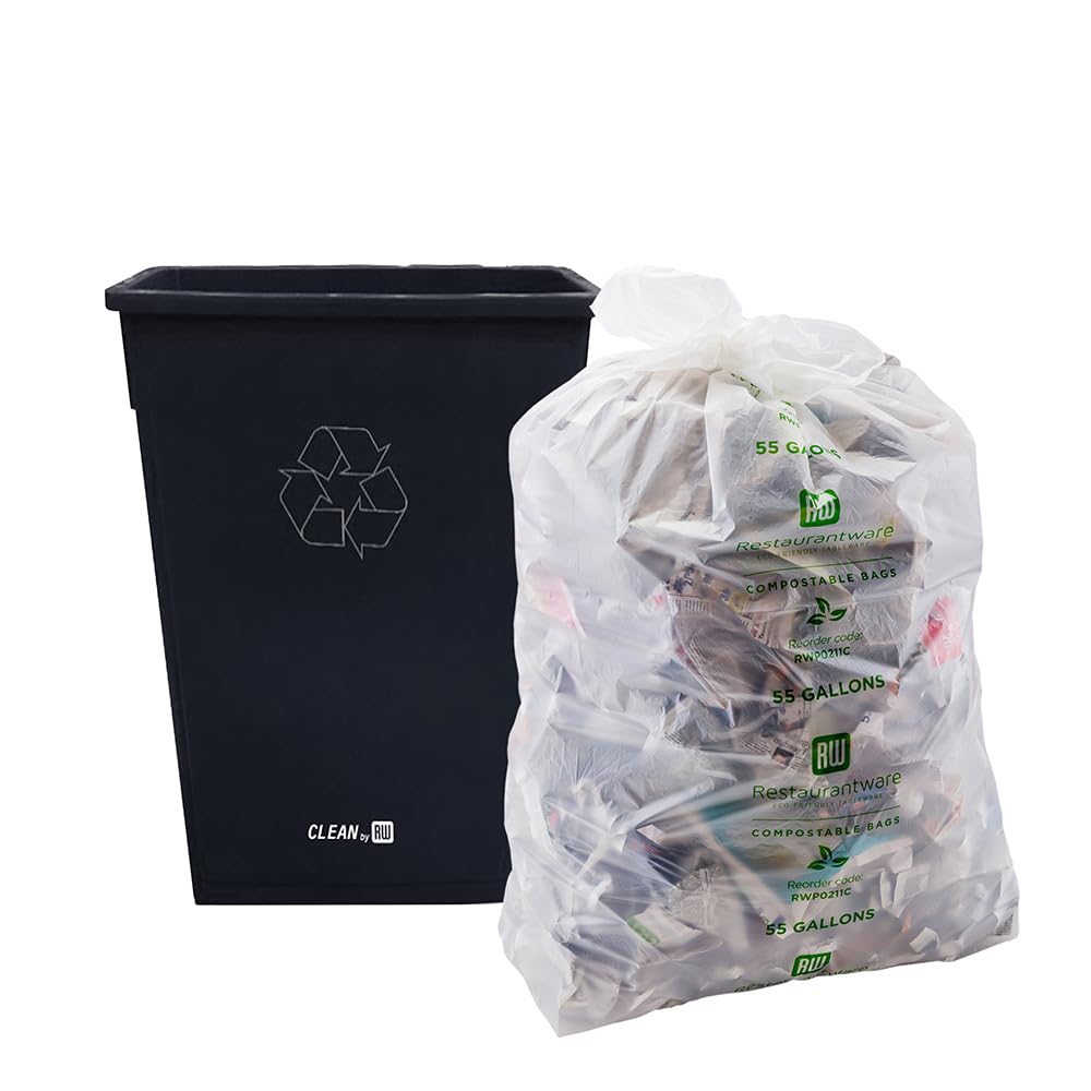 Restaurantware RW Clean 23 Gallon Trash Can 1 Slim Trash Bin - Lid Sold Separately Commercial Black Plastic Waste Basket Heavy-Duty Slim Design For Bathroom Kitchen Outdoor Waste