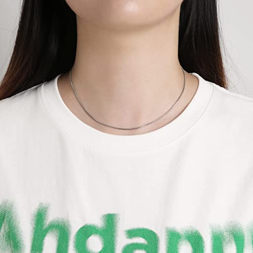 HZMAN Silver 1.2mm Width Stainless Steel Dainty Thin Round Snake Chain Necklace 16"-24'' inch Link for Women Men with Lobster Claw Clasp(16"