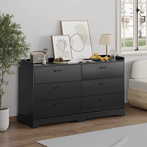 Hasuit 6 Drawer Double Dresser, Modern Storage Tower Dressers & Chests of Drawers, Large Clothing Organizer for Bedroom