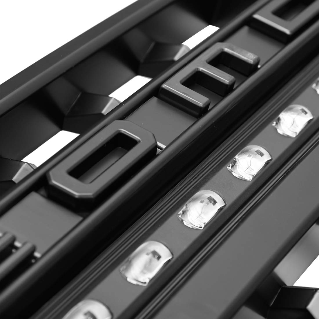 EOMD Front Grill for F150 2004 2005 2006 2007 2008, w/Off-Road Lights, Removable Letters, Matte Black