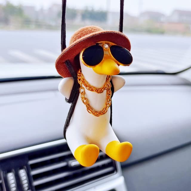 Yohooo Swinging Duck Car Hanging Ornament,Car Mirror Hanging Accessories,Cute Things under 10 Dollars,Car Ornaments for Rear View Mirror, Accesorios para carro (three)