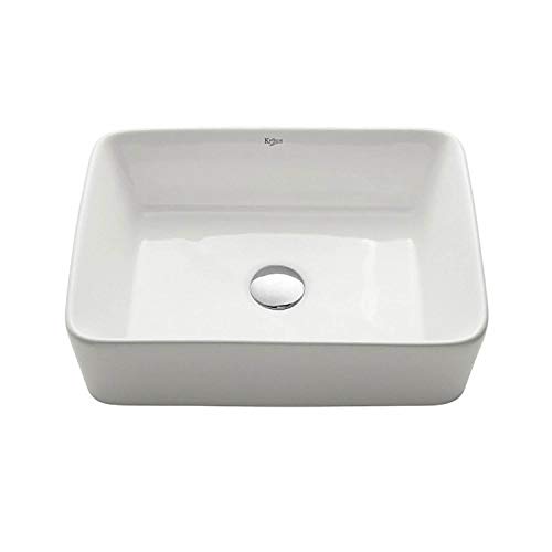 Kraus KCV-121 White Rectangular Ceramic Bathroom Sink White 19.25 Inch