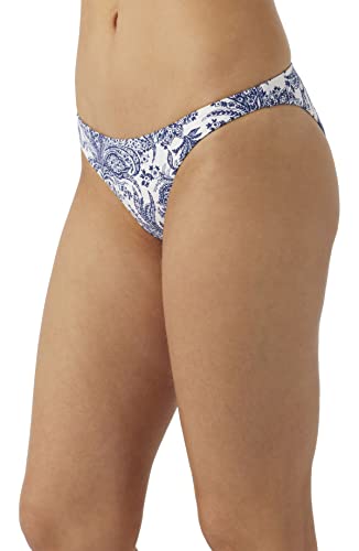 Womens Swim Belle Flower Flamenco Cheeky Bikini Bottom, Medieval Blue, M