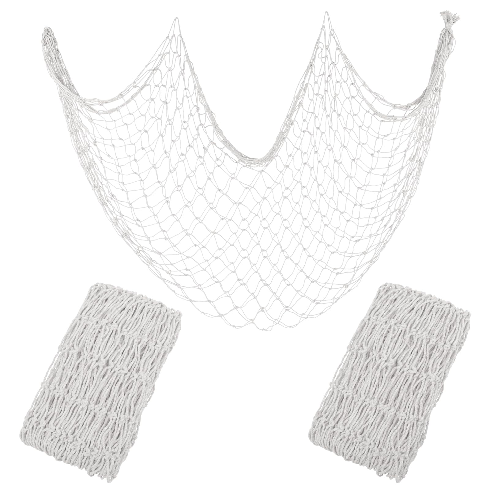 Decorative Fishing Net 80x40 Inch,YuanDe 2 Pack Large Off White Picture Fish Net, Wall Photo Hanging Fishnet for Nautical Mermaid Pirate Ocean Themed Hawaii Beach Under The Sea Party Decorations