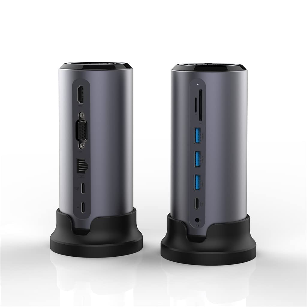 KXDFDC 12 in 1 USB C HUB Dock USB C to Multi RJ45 VGA USB 3.0 USB C Data with PD Power Adapter Docking Station USB-C