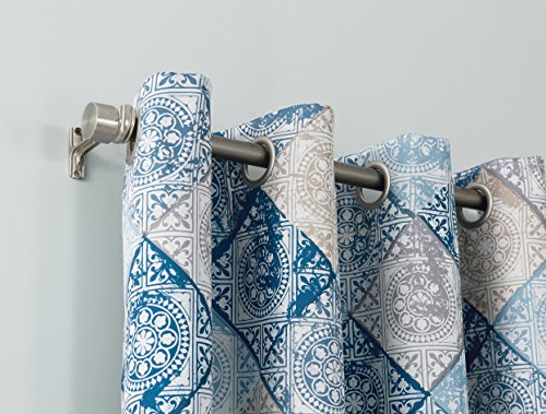 Sun Zero Reardon Global Medallion Print Energy Efficient Grommet Curtain Panel, 54" x 84", Indigo