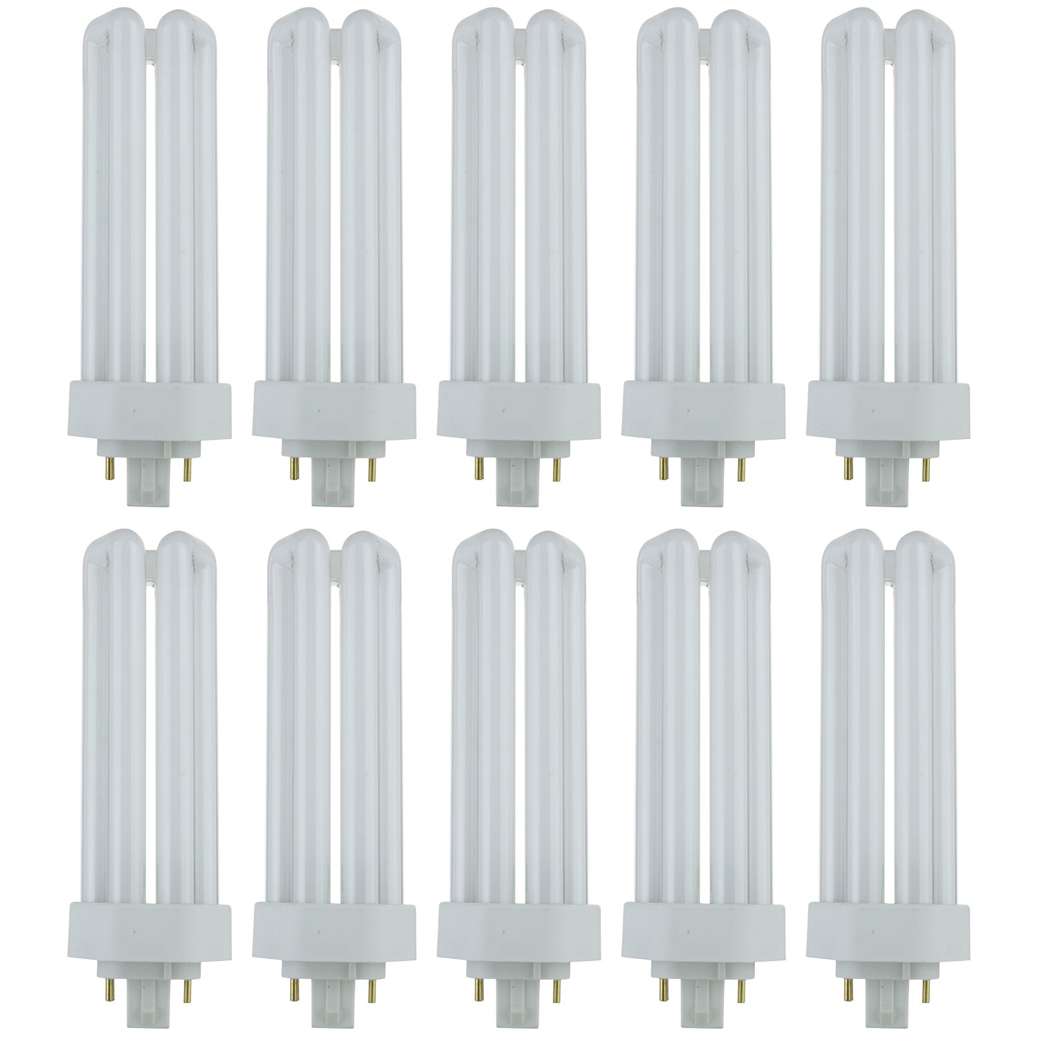 Sunlite CFL Plug-in PLT 4-Pin Triple Tube Light, 32 Watts, 4-Pin GX24q3 Base, 2400 Lumens, 3500K Neutral White, 10 Pack