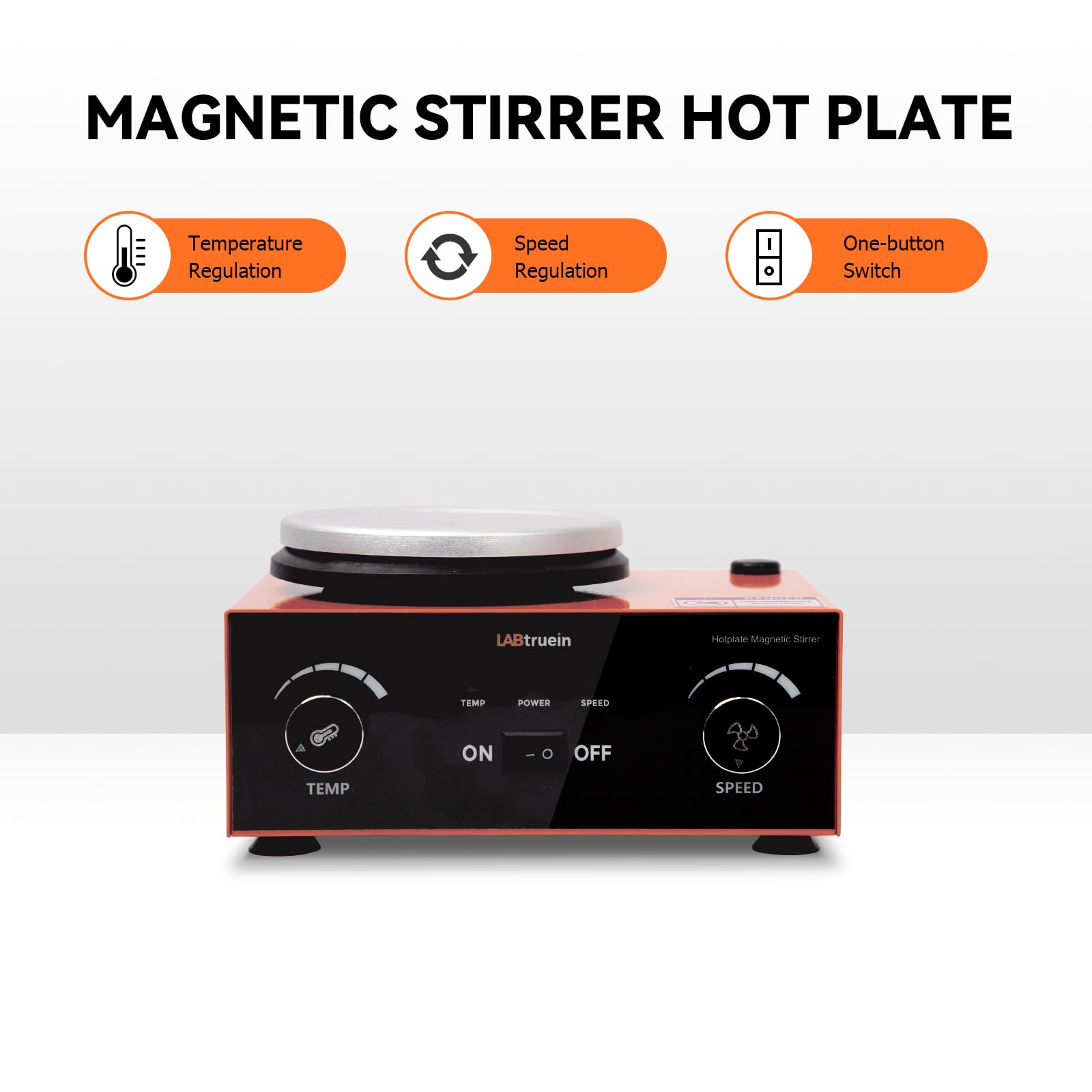 LABTRUEIN Magnetic Stirrer Hot Plate Lab Magnetic Stir Plate Max 536°F Hot Plate with Magnetic Stirrer Include Stir Bar 2000ML | 2600rpm