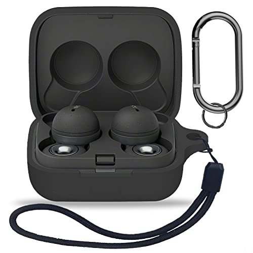 JIML Compatible with Sony Linkbuds WF-L900 Case Soft Silicone Skin Case Cover Shock-Absorbing Protective Case with Keychain and Lanyard for Sony Linkbuds 2022 (Black)